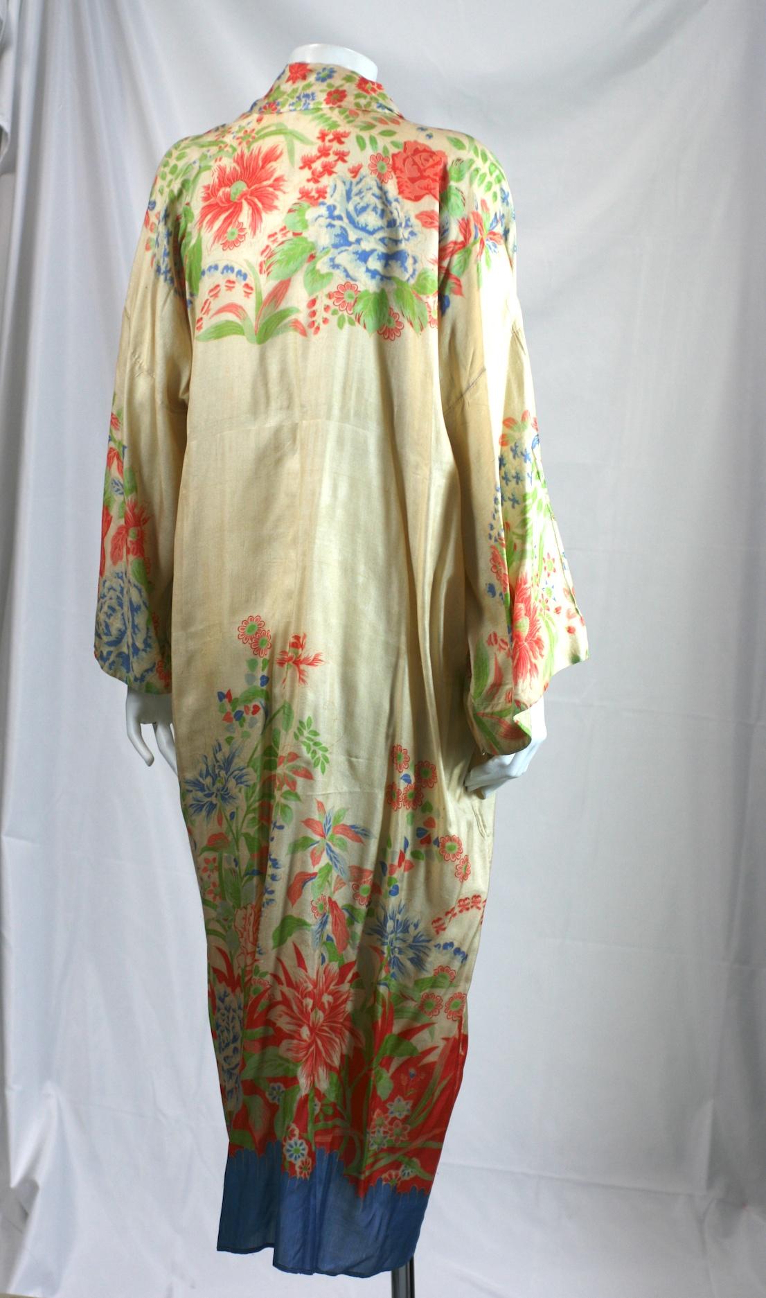 Japanese Art Deco Silk Pongee Lounge Robe at 1stDibs | art deco robe ...