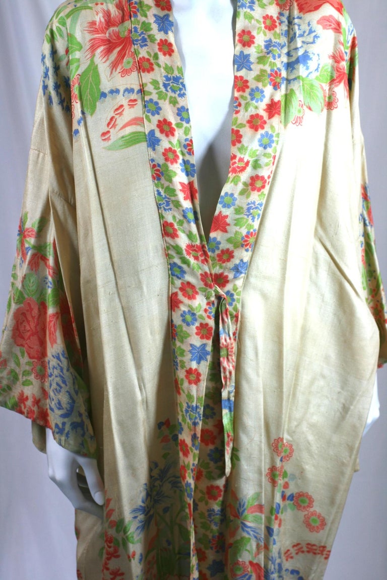 Japanese Art Deco Silk Pongee Lounge Robe at 1stDibs