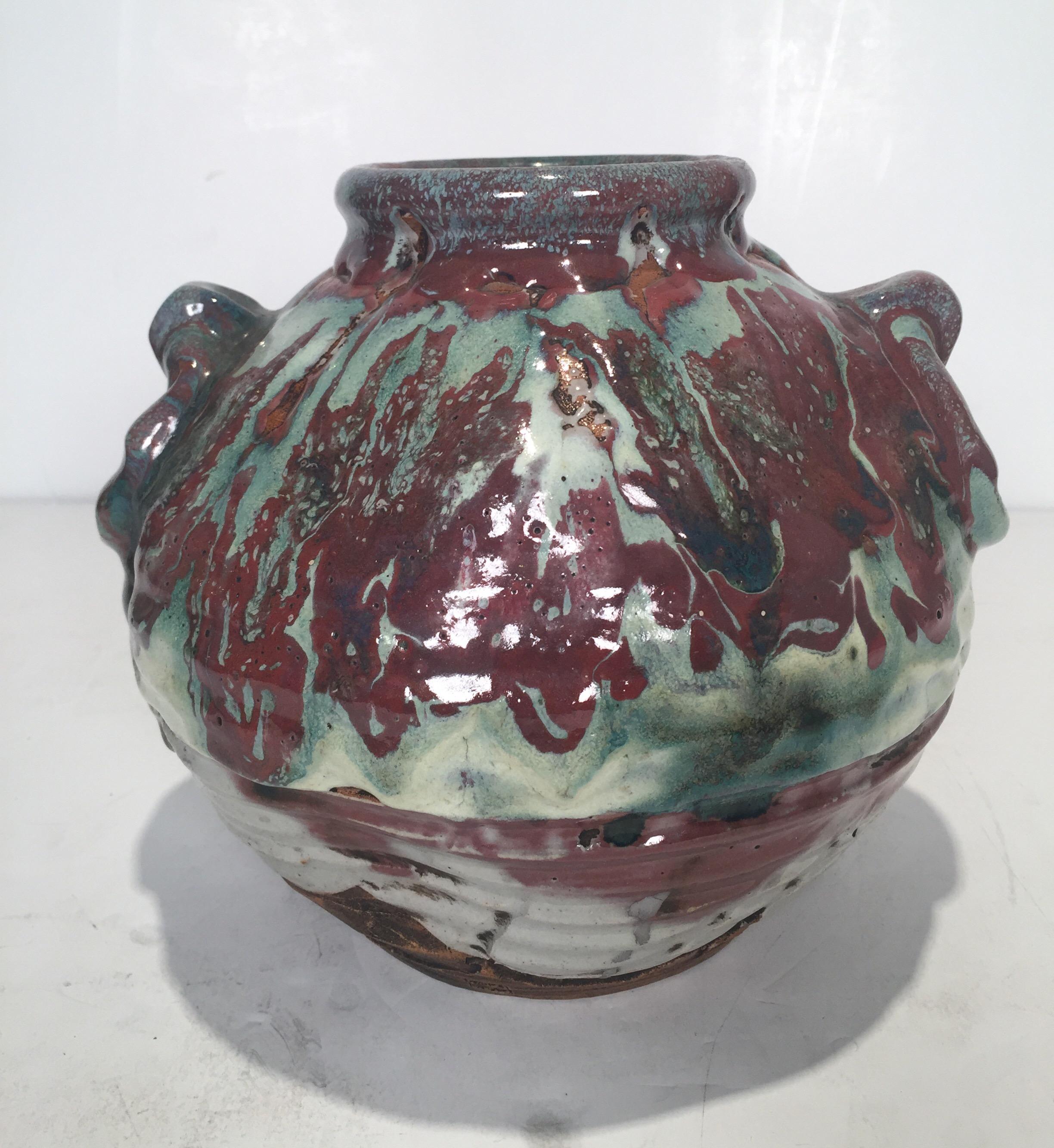 Japanese Art Pottery Sumida Gawa Vase For Sale at 1stDibs