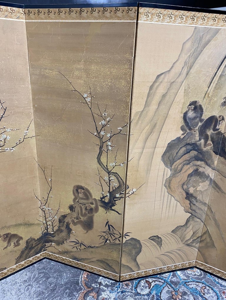 Japanese Asian Large Edo Six-Panel Folding Byobu Screen Landscape ...
