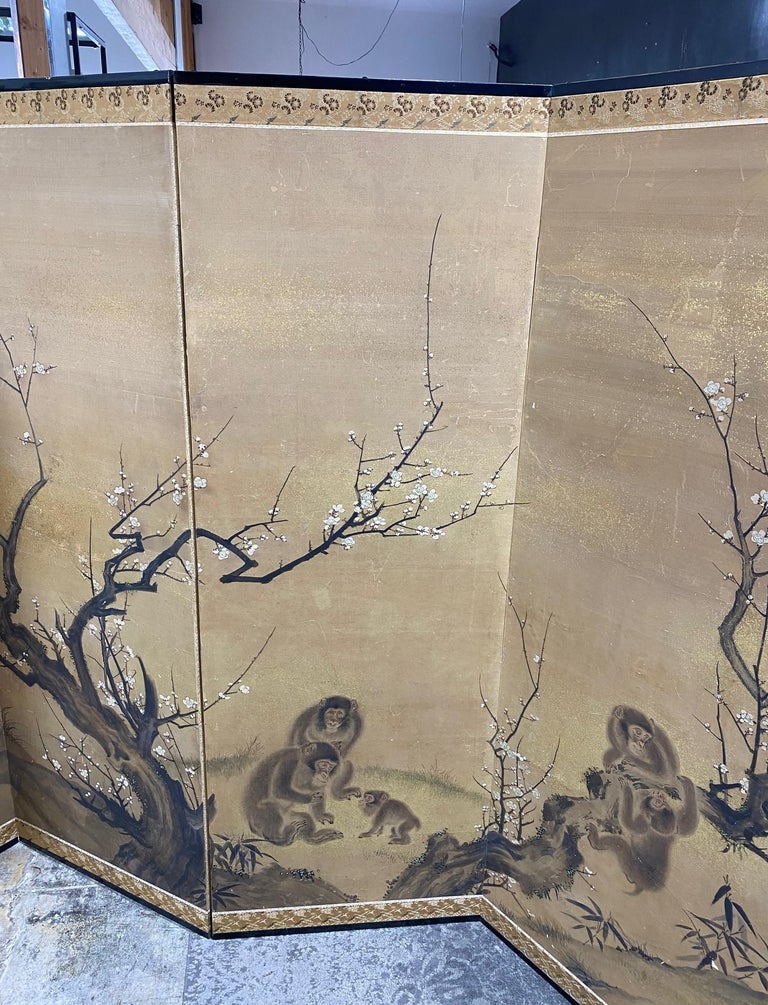 Japanese Asian Large Edo Six-Panel Folding Byobu Screen Landscape ...