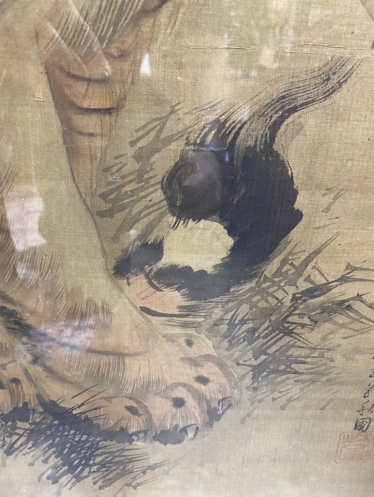 Japanese Asian Signed Edo Period Framed Hand Painted Tiger Scroll at ...