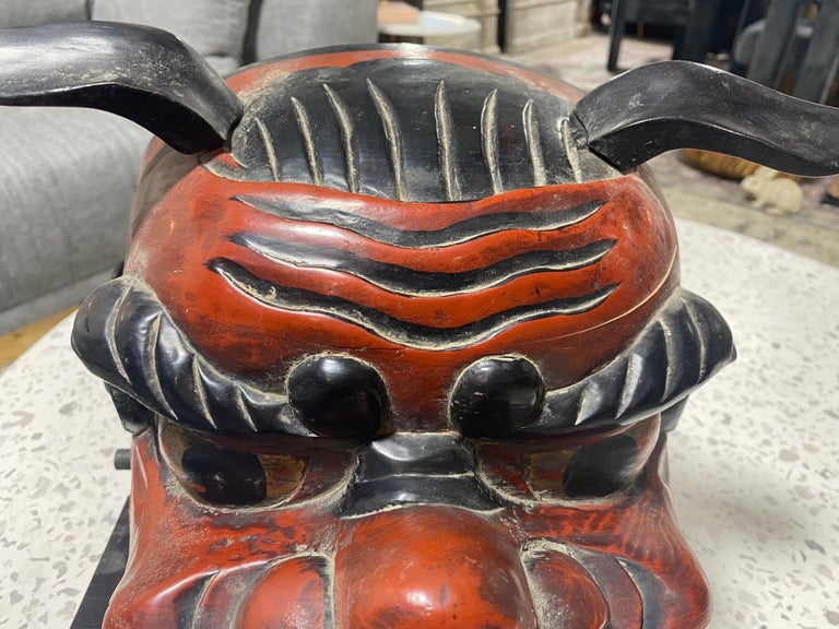 Japanese Asian Wood Shi Shi Shishi Mai Lion Dance Gashira Noh Mask ...