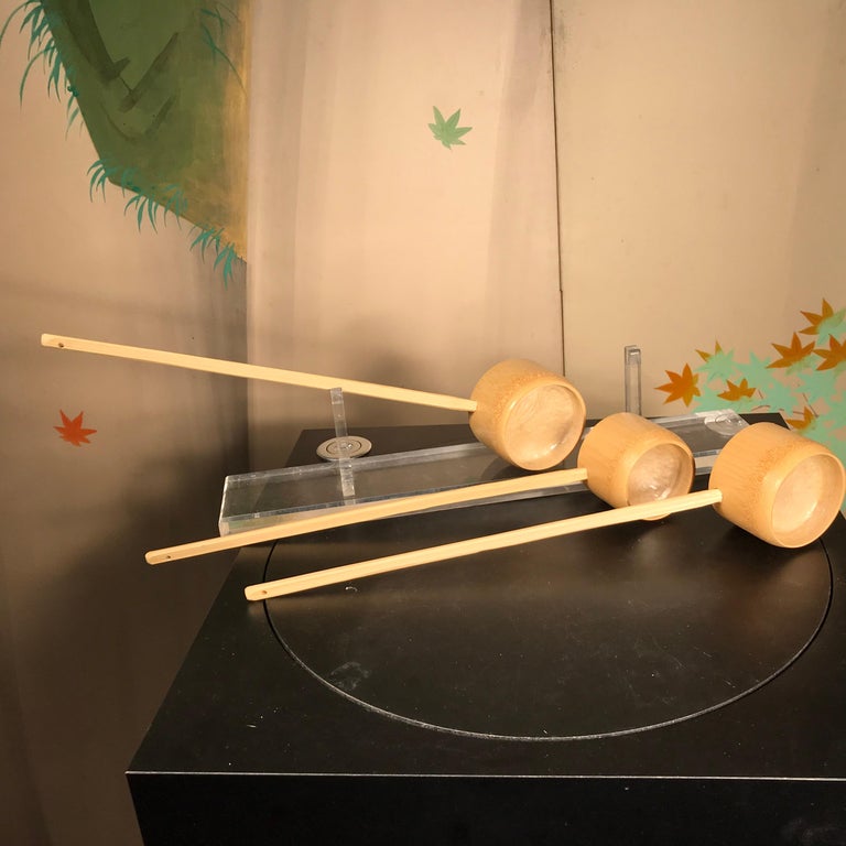 Japanese Three Authentic Bamboo Water Ladles "Hishaku" Fine Handcrafted ...
