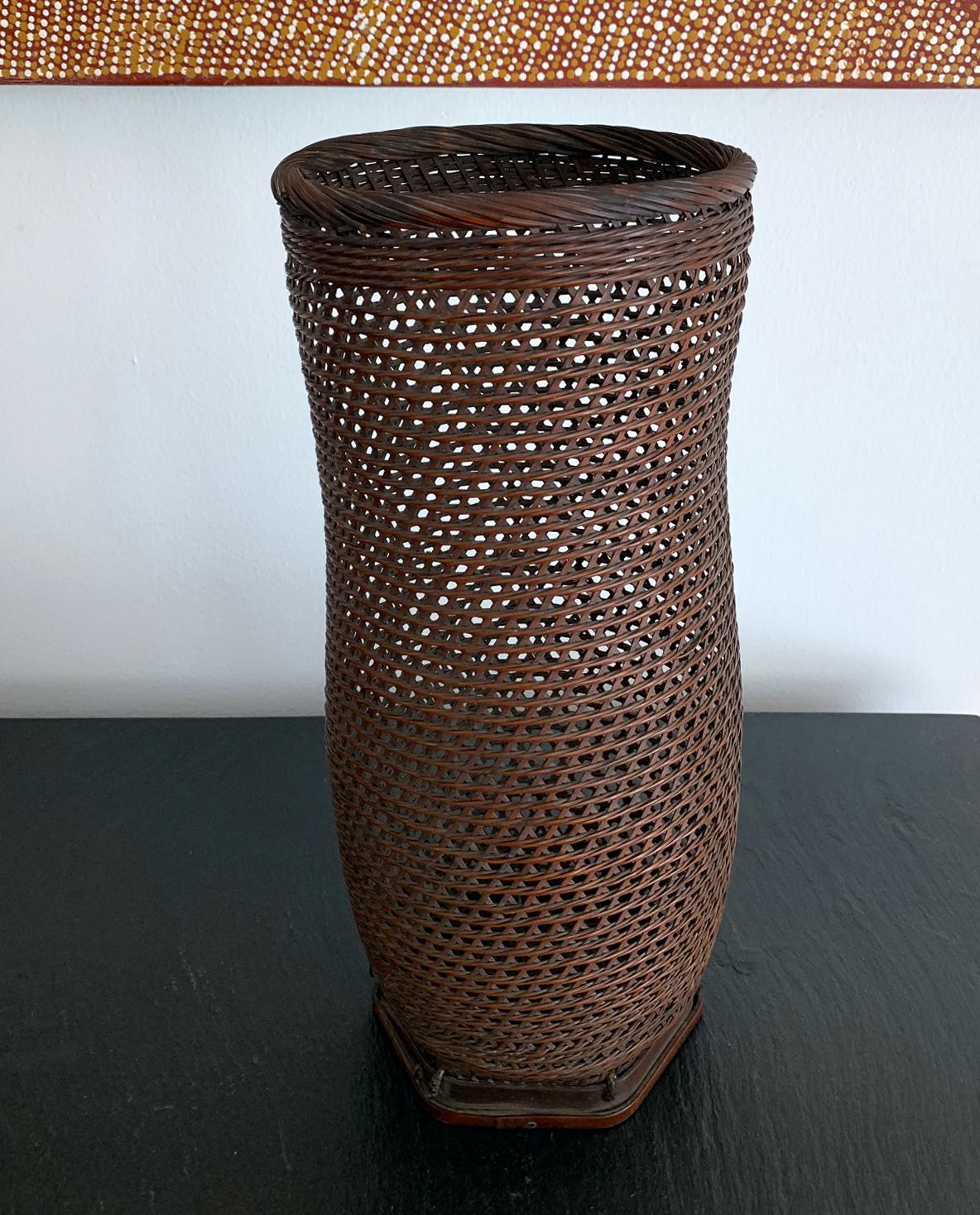 Japanese Bamboo Ikebana Basket Signed Ikkyusai at 1stDibs