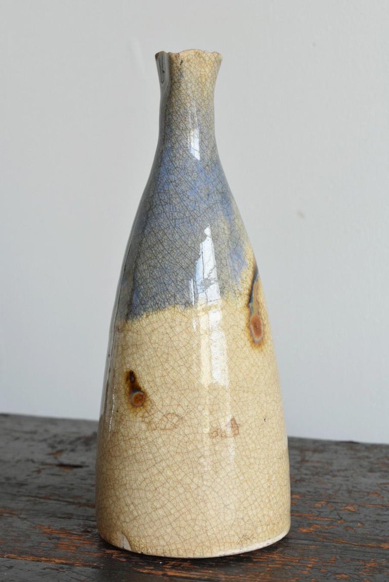 Japanese Beautiful Glaze Antique Pottery Vase/Edo Period/1800s/Aurora-Like Glaze at 1stDibs
