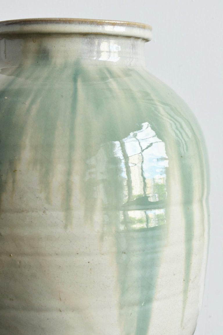 Japanese Beautiful Green Glaze Antique Pottery / 1800s / Edo to Meiji ...