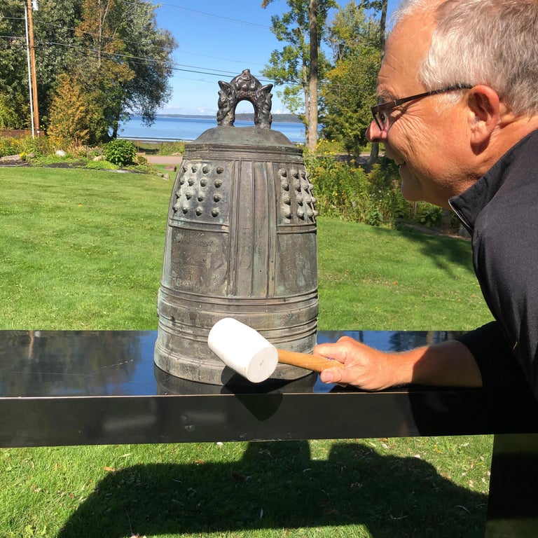 Japanese Big Antique Bronze Bell with Period Signature, Bold Sound at ...