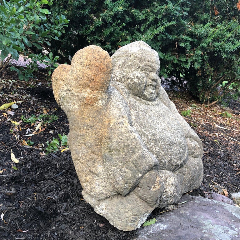Japanese Big Hand Carved Garden Stone God of Business And Fishermen at ...