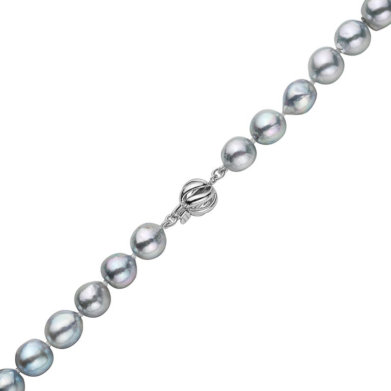 Japanese Blue Akoya Baroque Necklace For Sale at 1stDibs