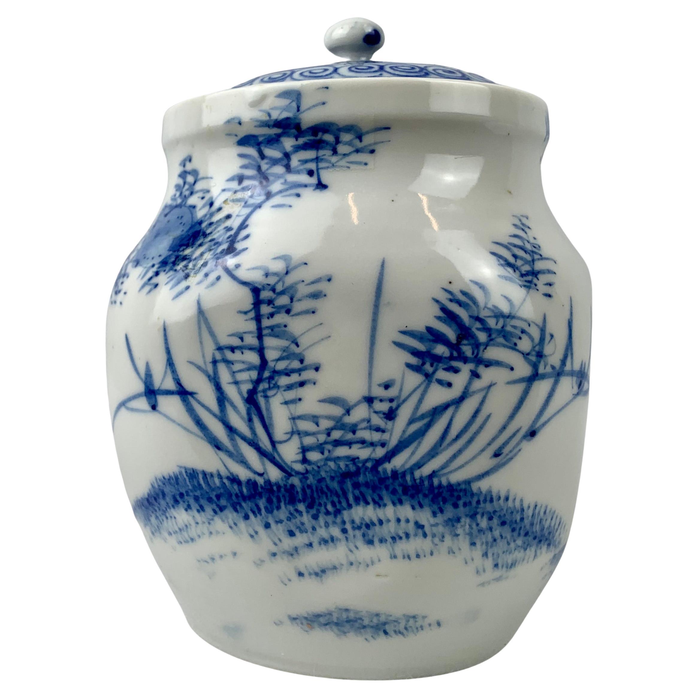 Japanese Blue and White Porcelain Tea Caddy at 1stDibs