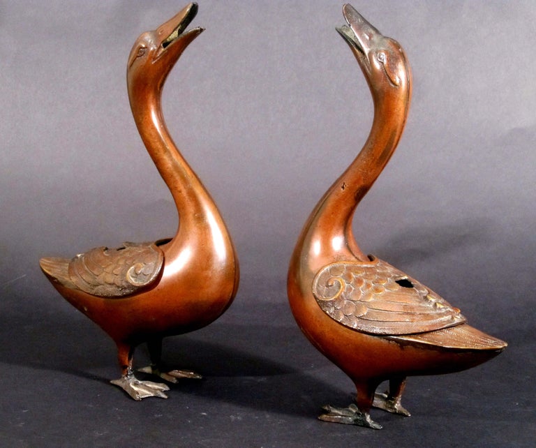 Japanese Bronze Pair of Geese Koros For Sale at 1stDibs | koros ...