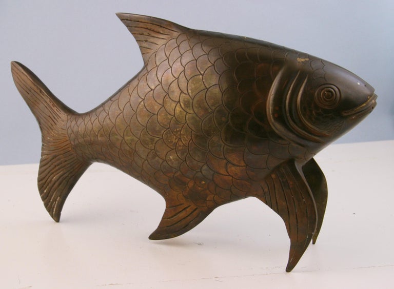 Japanese Garden Bronze Oversized Koi Trophy Fish Fortune and Prosperity ...