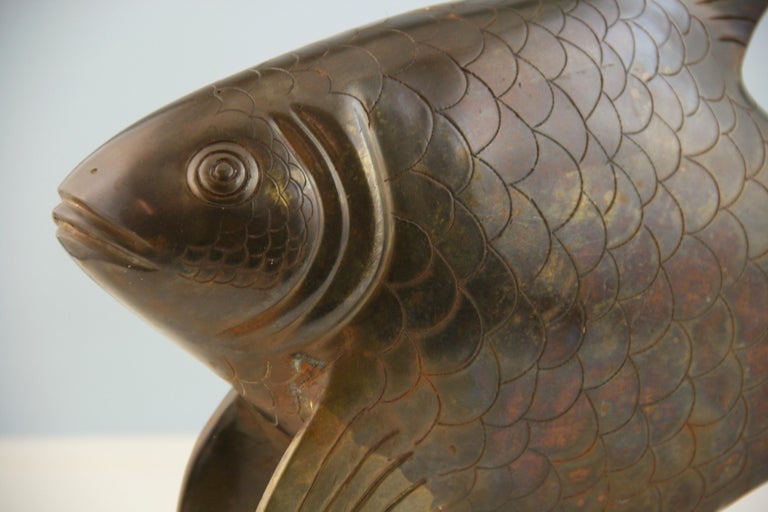 Japanese Garden Bronze Oversized Koi Trophy Fish Fortune and Prosperity ...