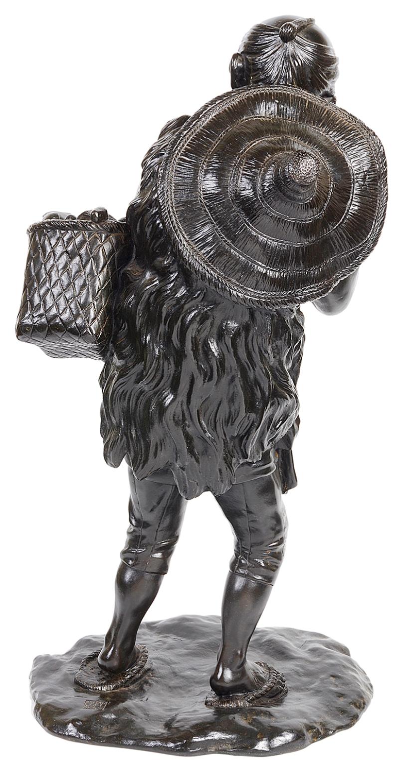 Japanese Bronze Meiji Period Mushroom Picker, 19th Century at 1stDibs