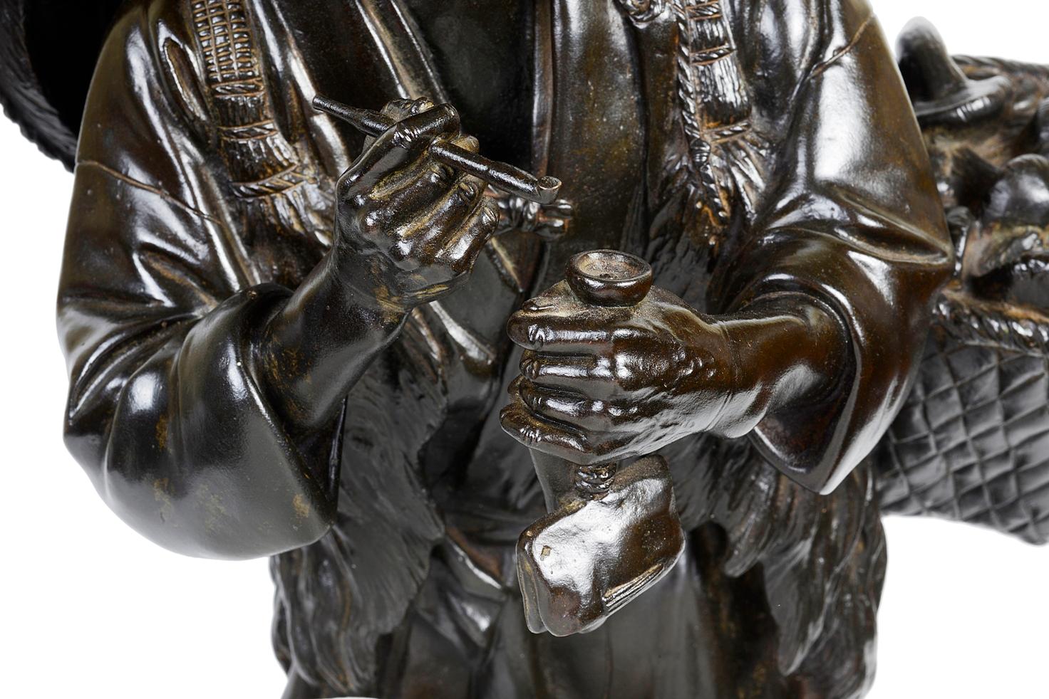 Japanese Bronze Meiji Period Mushroom Picker, 19th Century at 1stDibs