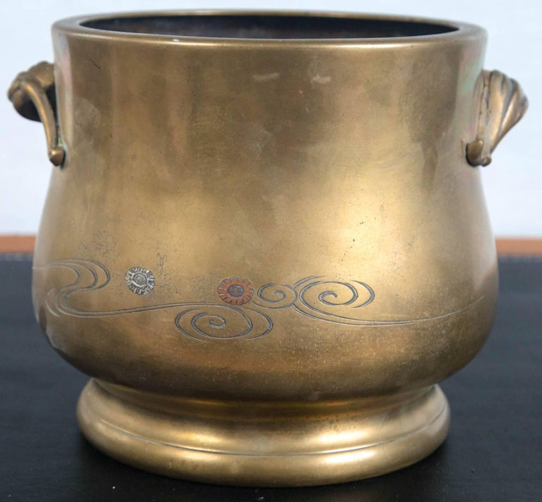 Japanese Bronze Mixed Metal Cache Pot at 1stDibs