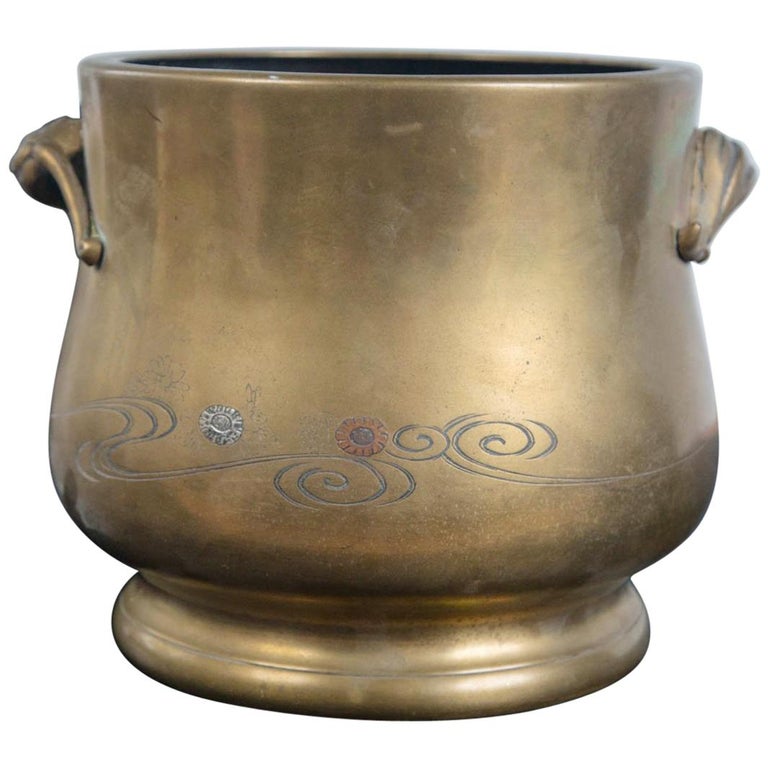 Japanese Bronze Mixed Metal Cache Pot at 1stDibs