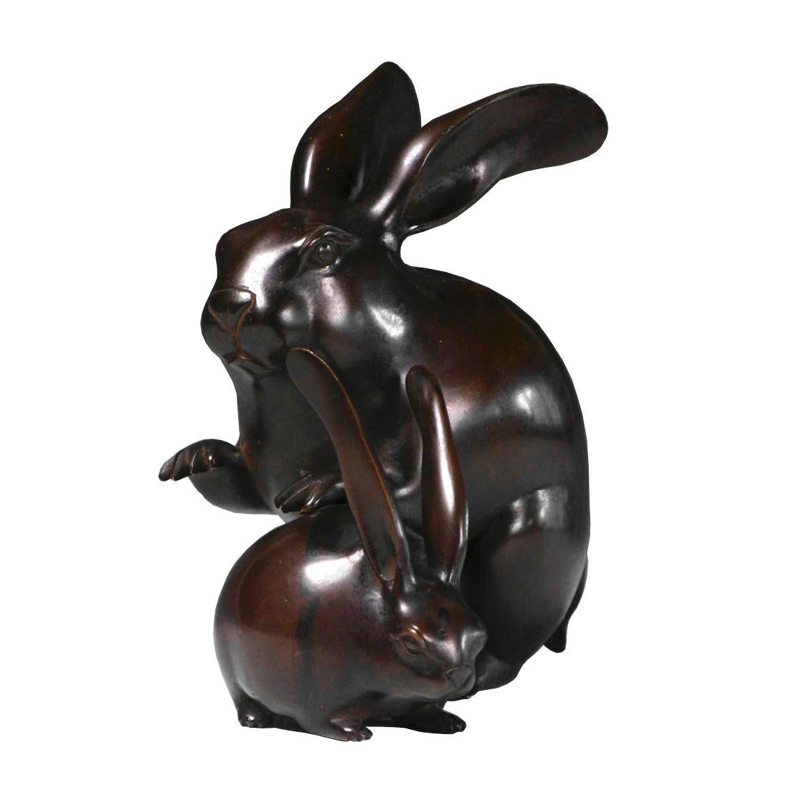 Japanese Bronze Rabbits - 11 For Sale on 1stDibs | rabbit bronze ...