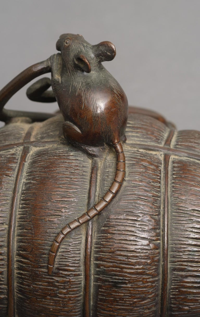 Japanese Bronze Patinated Okimono 置物 of a Rat and a Mallet For Sale at ...