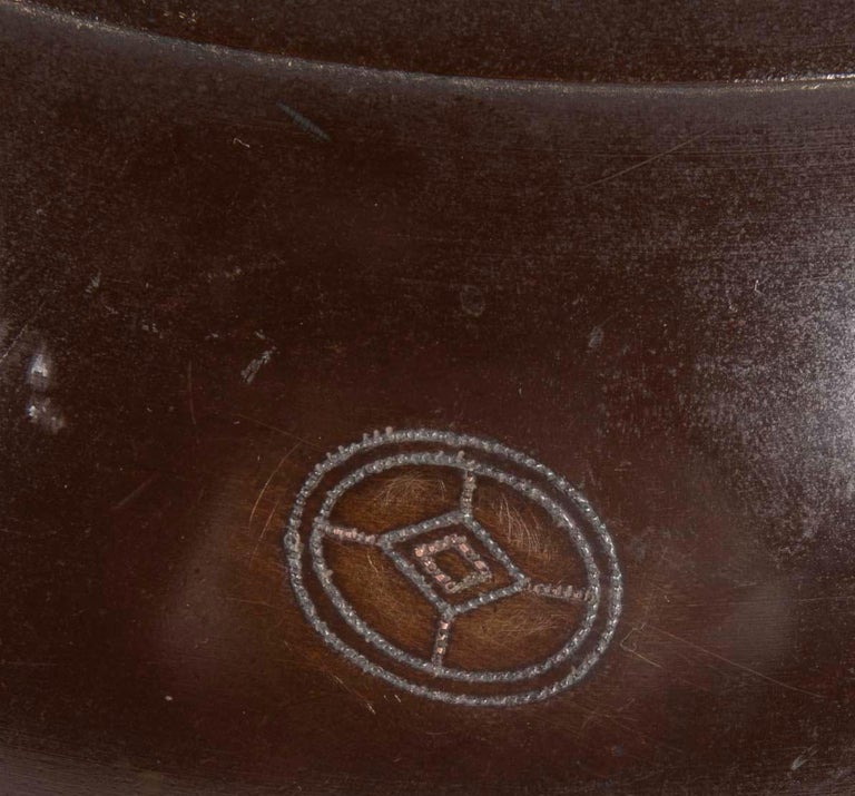 Japanese Bronze Vase with Silver Coin Inlay For Sale at 1stDibs