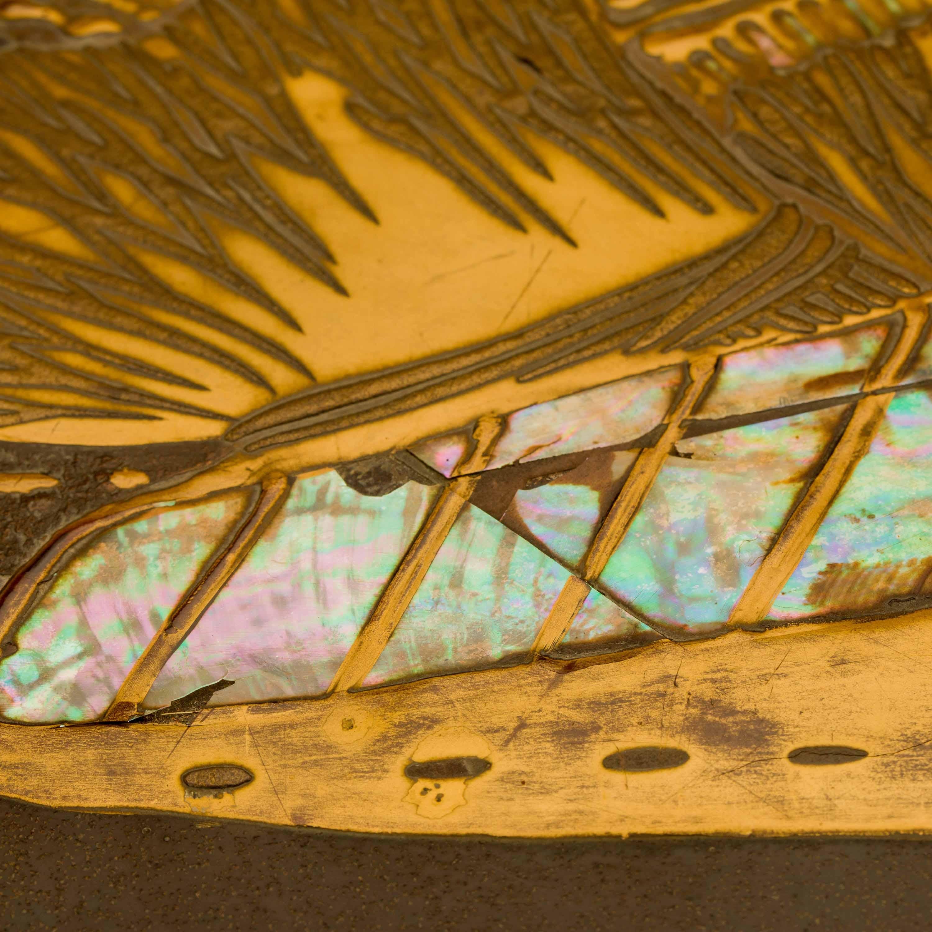 Japanese Brown Lacquer Rinpa Style Document Box with Mother of Pearl ...