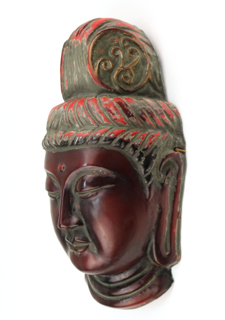 Japanese Bugaku Carved Wood Mask of a Bodhisattva at 1stDibs