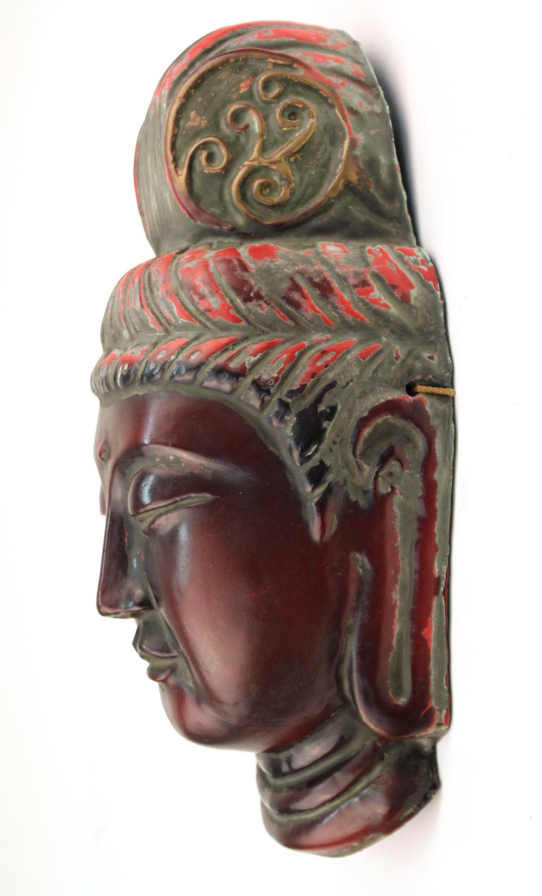 Japanese Bugaku Carved Wood Mask of a Bodhisattva at 1stDibs