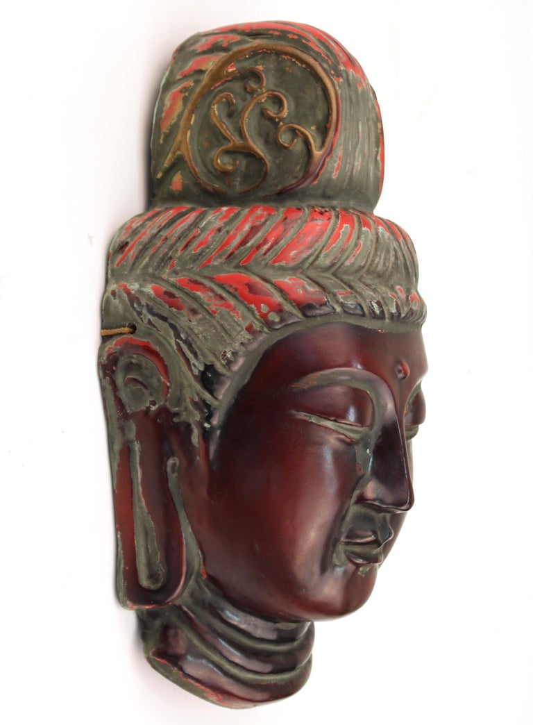 Japanese Bugaku Carved Wood Mask of a Bodhisattva at 1stDibs