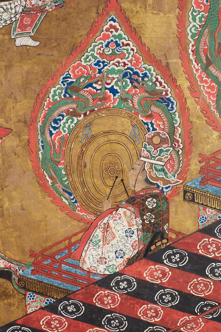 Japanese Edo Bugaku Imperial Court Dance Two-Panel Screen at 1stDibs