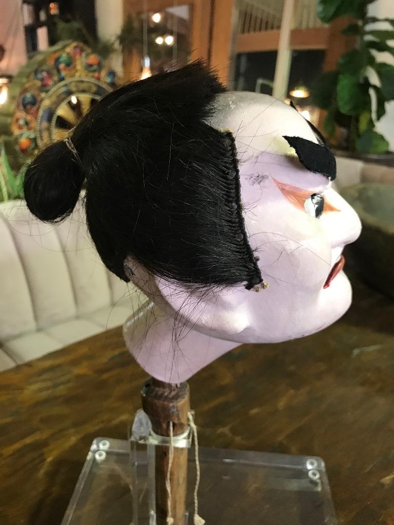 Japanese Bunraku Ningyo Joruri Meiji Edo Puppet Head in Display Case ...
