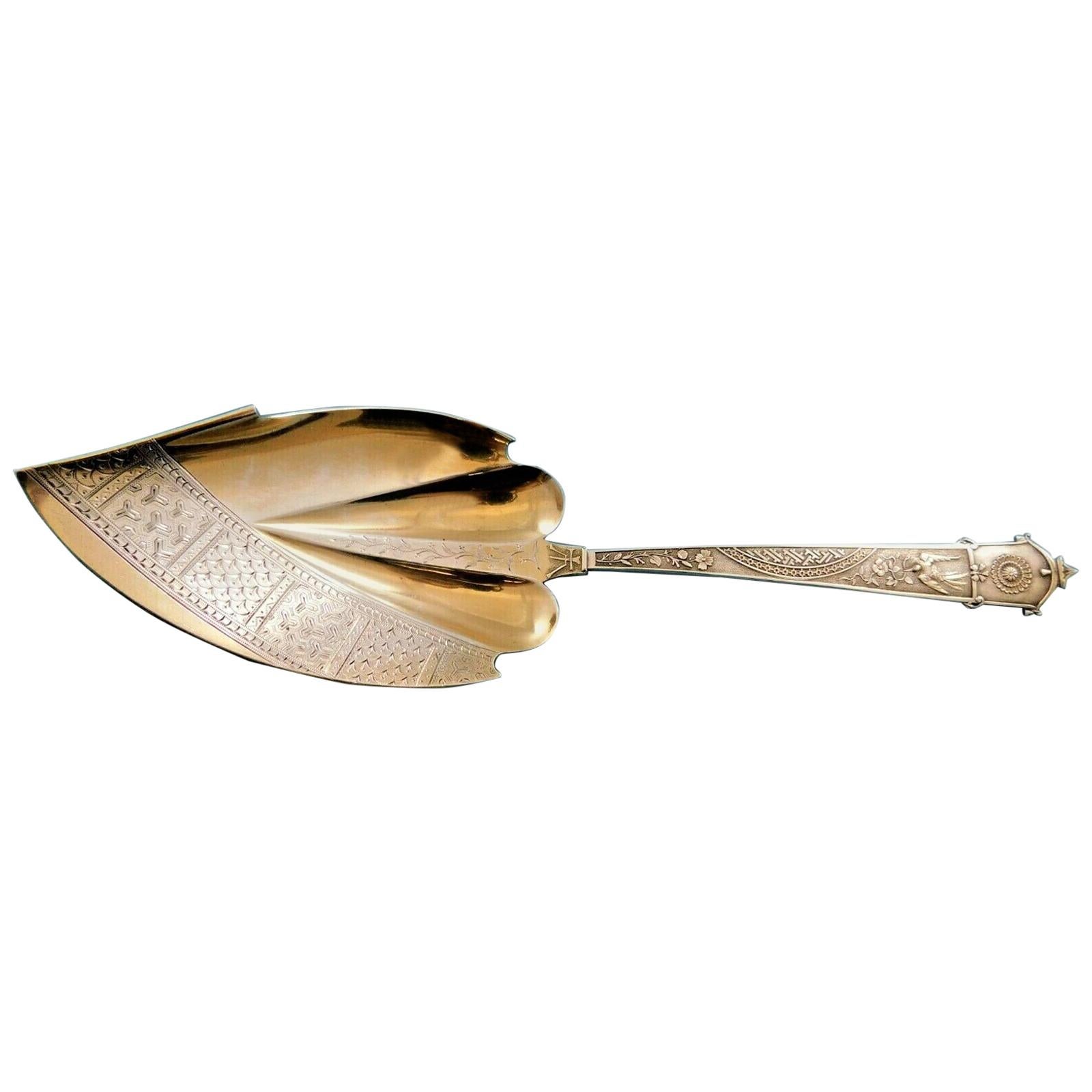 Birds Nest by Gorham Sterling Silver Berry Spoon Gold Washed with Bird ...