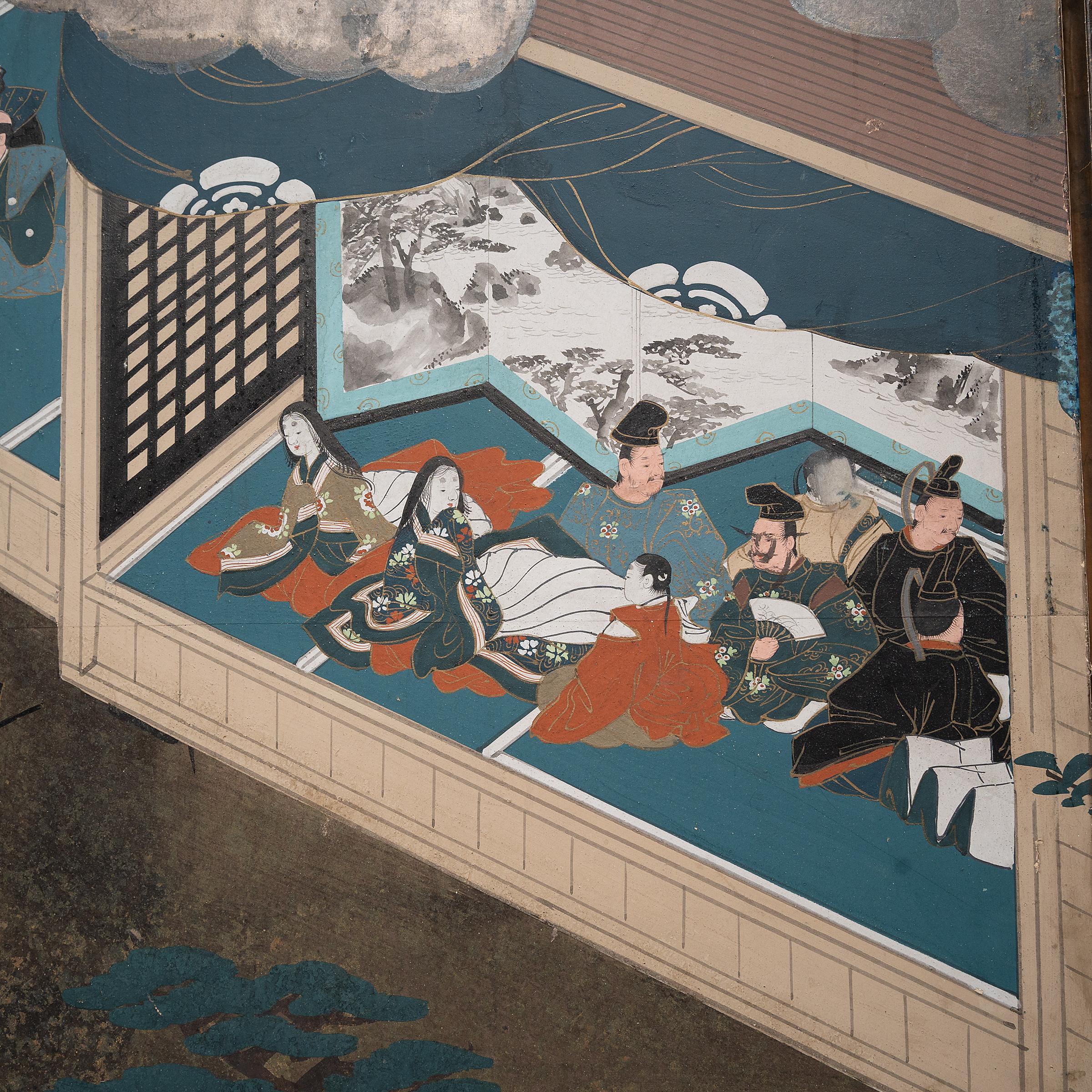 Japanese Byobu Screen with Silver Leaf Clouds, c. 1870 For Sale at 1stDibs