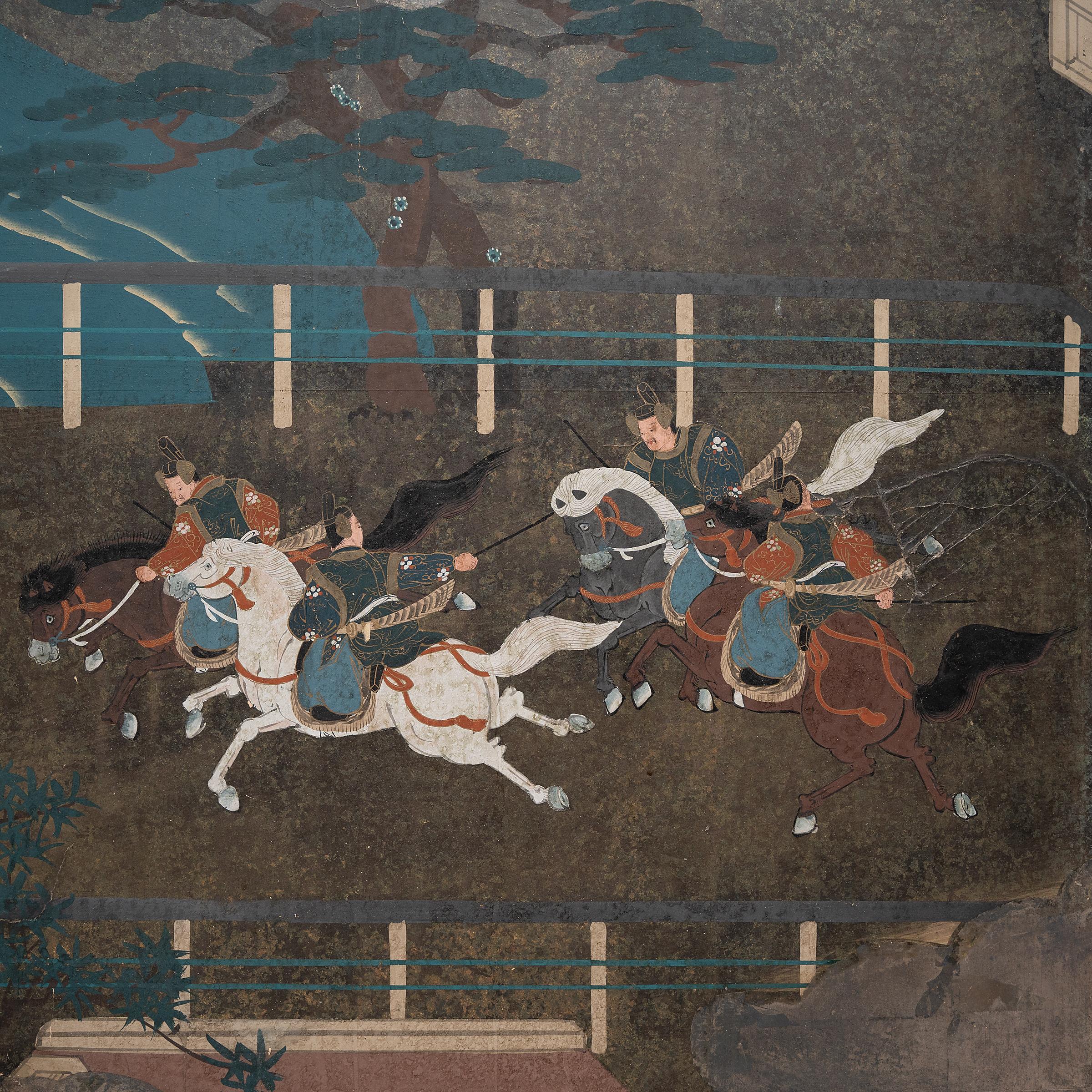 Japanese Byobu Screen with Silver Leaf Clouds, c. 1870 For Sale at 1stDibs