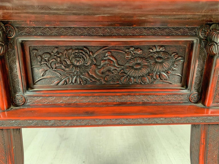 Japanese Carved and Red Lacquer Kamakura-Bori Altar Table, Mid-19th ...