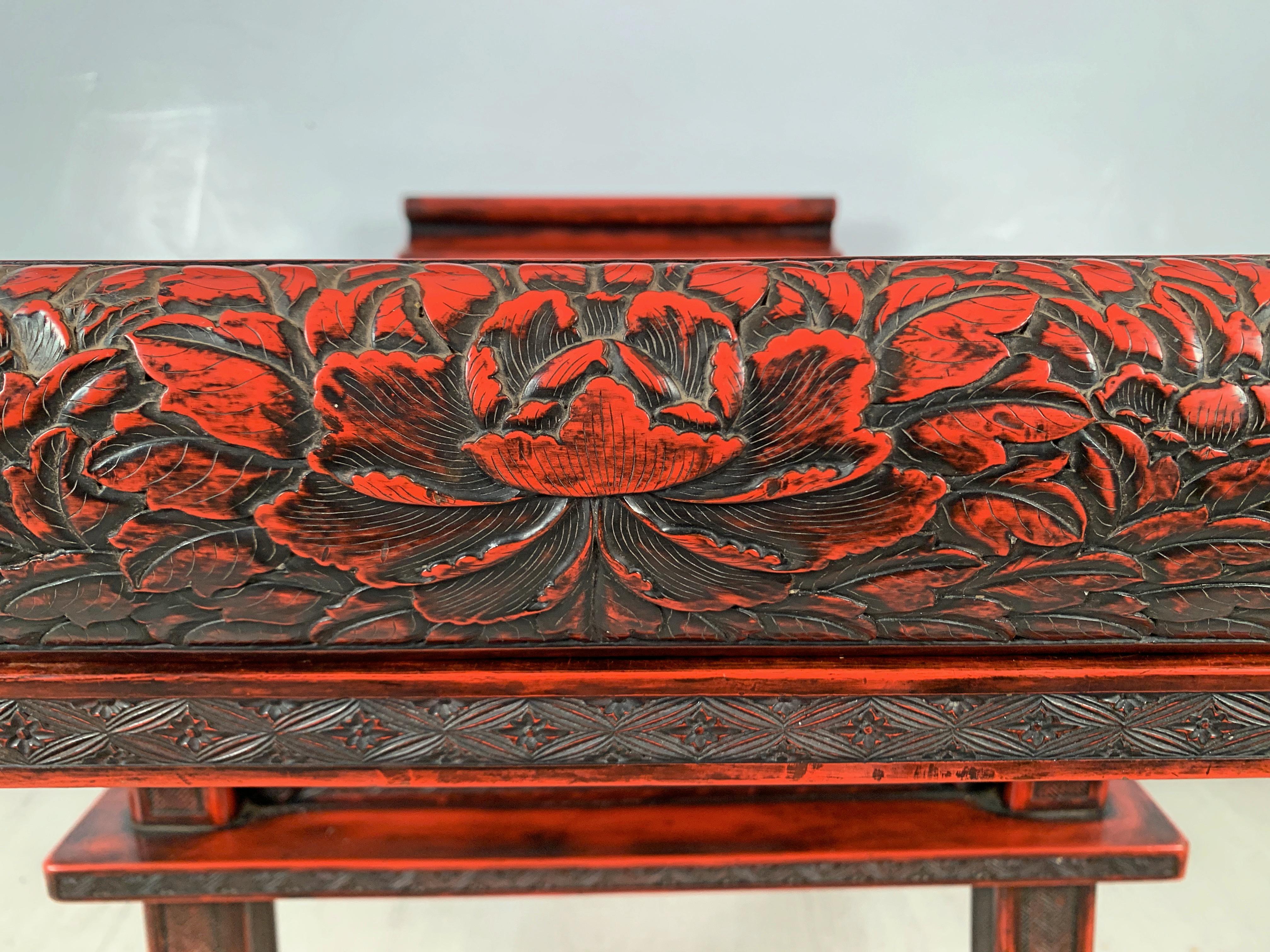 Japanese Carved and Red Lacquer Kamakura-Bori Altar Table, Mid-19th ...