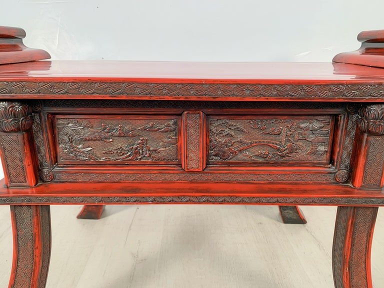 Japanese Carved and Red Lacquer Kamakura-Bori Altar Table, Mid-19th ...