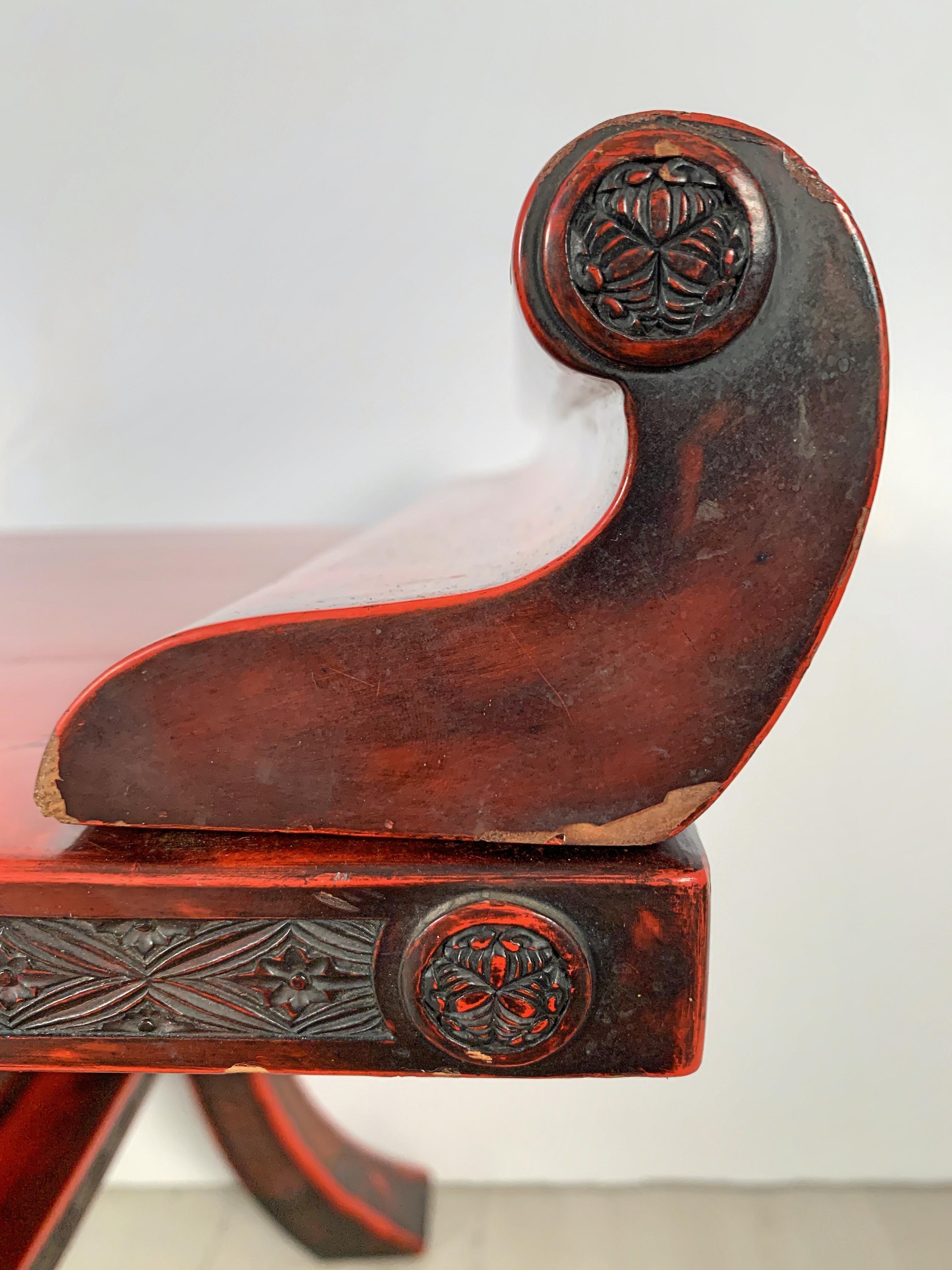 Japanese Carved and Red Lacquer Kamakura-Bori Altar Table, Mid-19th ...