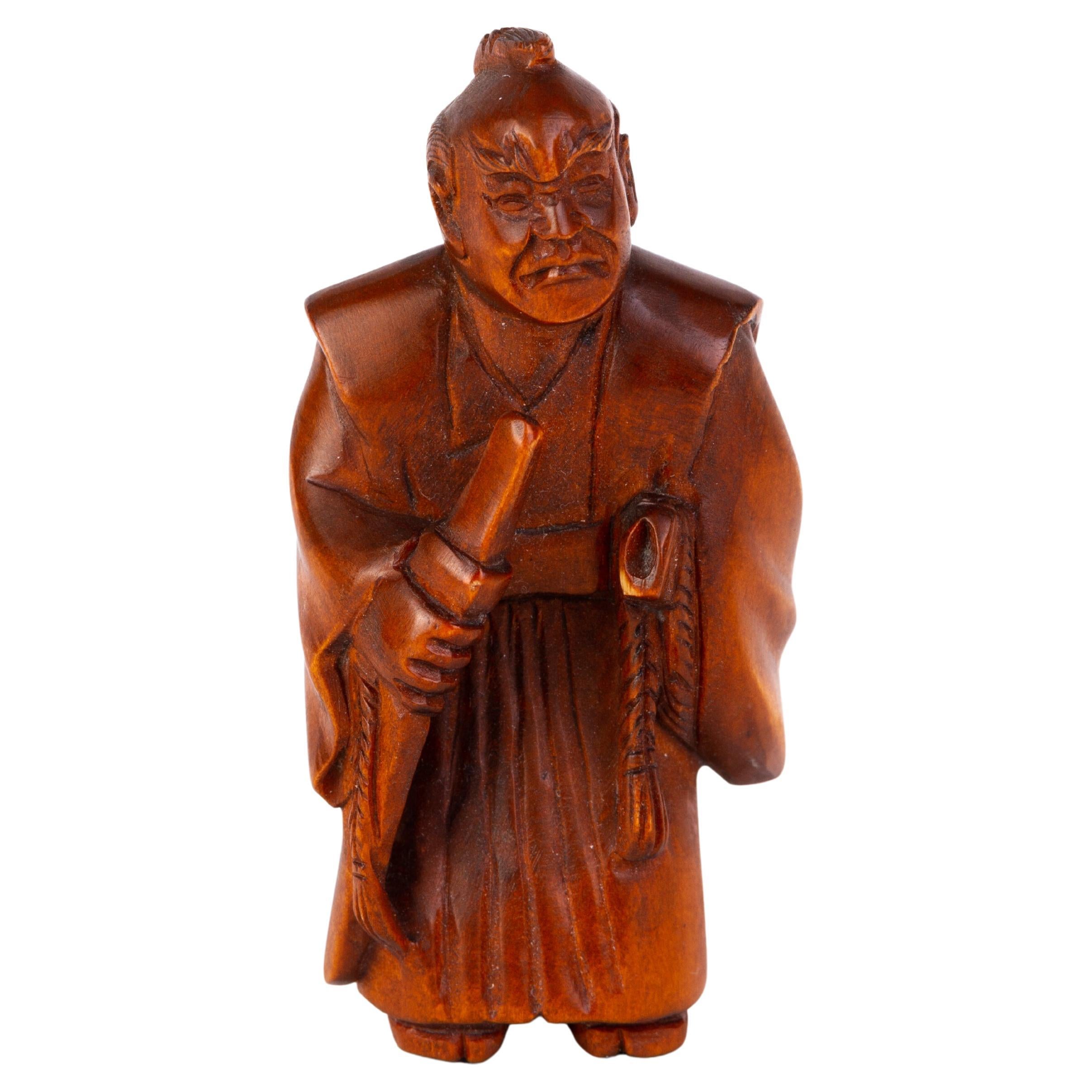 Carved Boxwood and Lacquer Netsuke of a Noh Dancer, Meiji Period, Japan ...