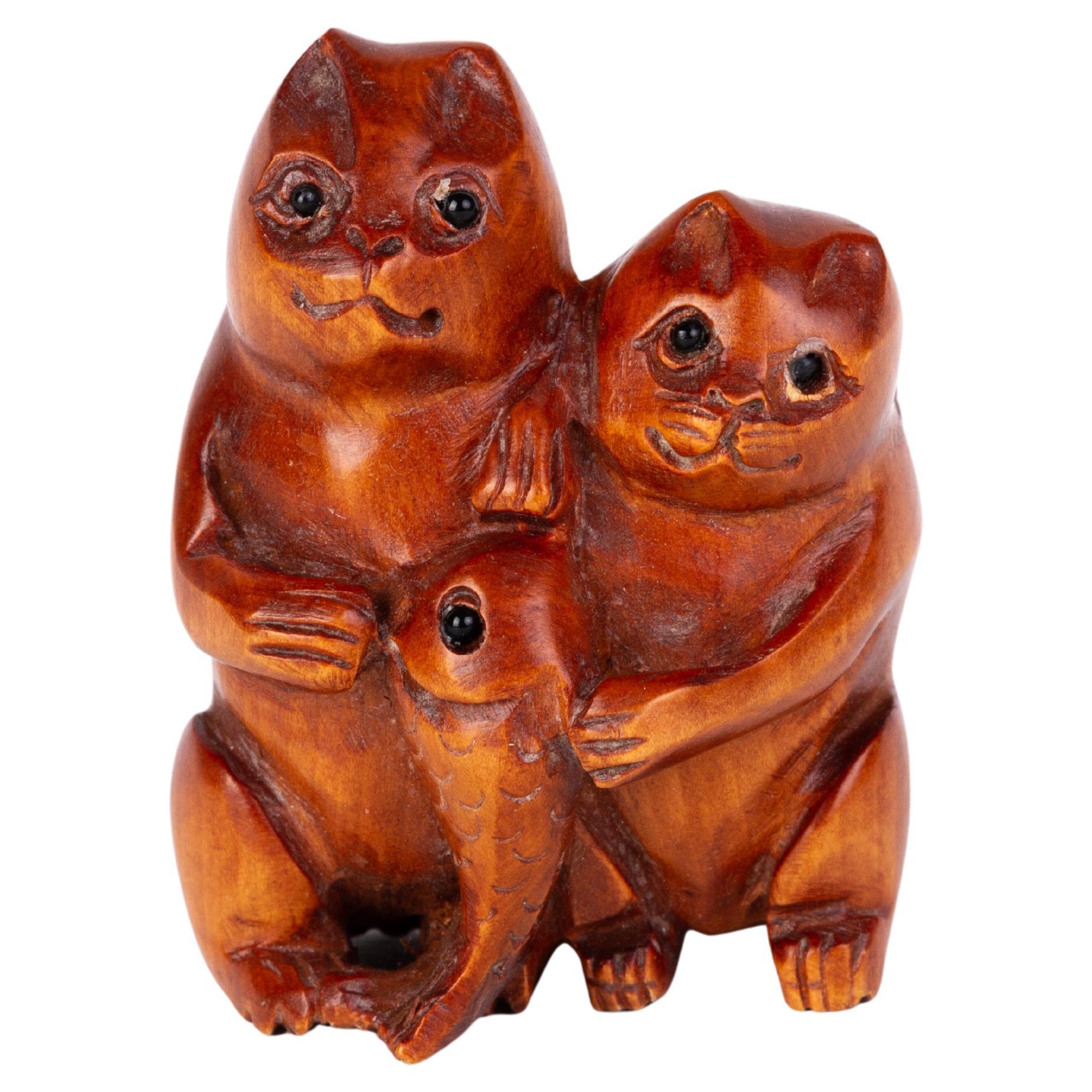 Japanese Carved Boxwood Netsuke Inro Ojime For Sale at 1stDibs