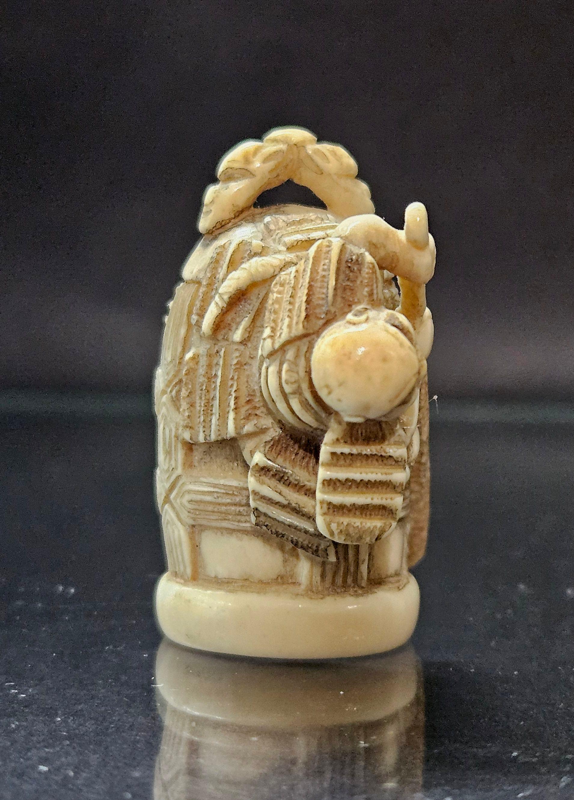 Japanese Carved Netsuke Polychrome Figure Group by Gyokuseki (玉石 ...