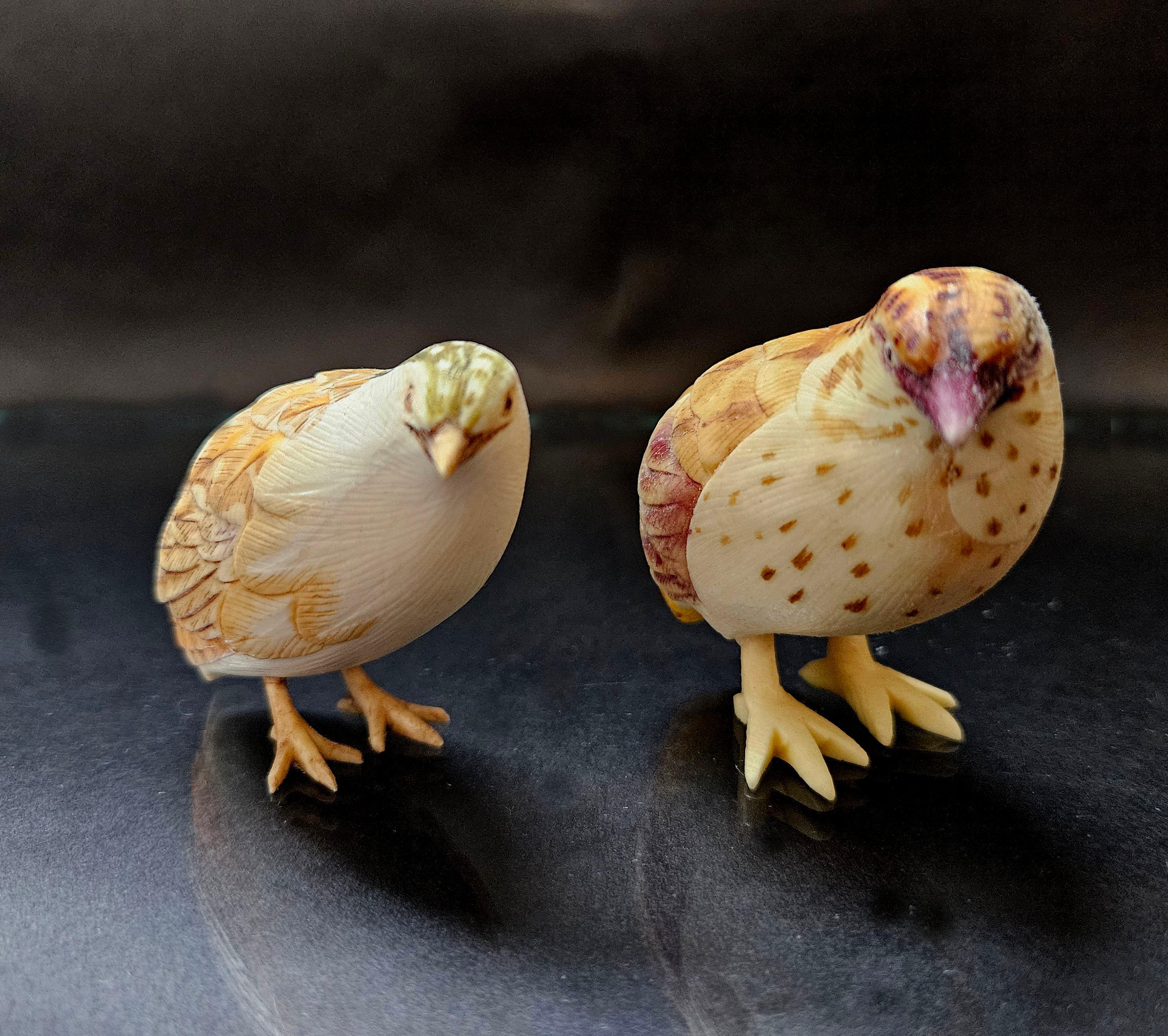 Japanese Carved Okimono Polychrome Birds by Tenzan (天山), Meiji Period ...