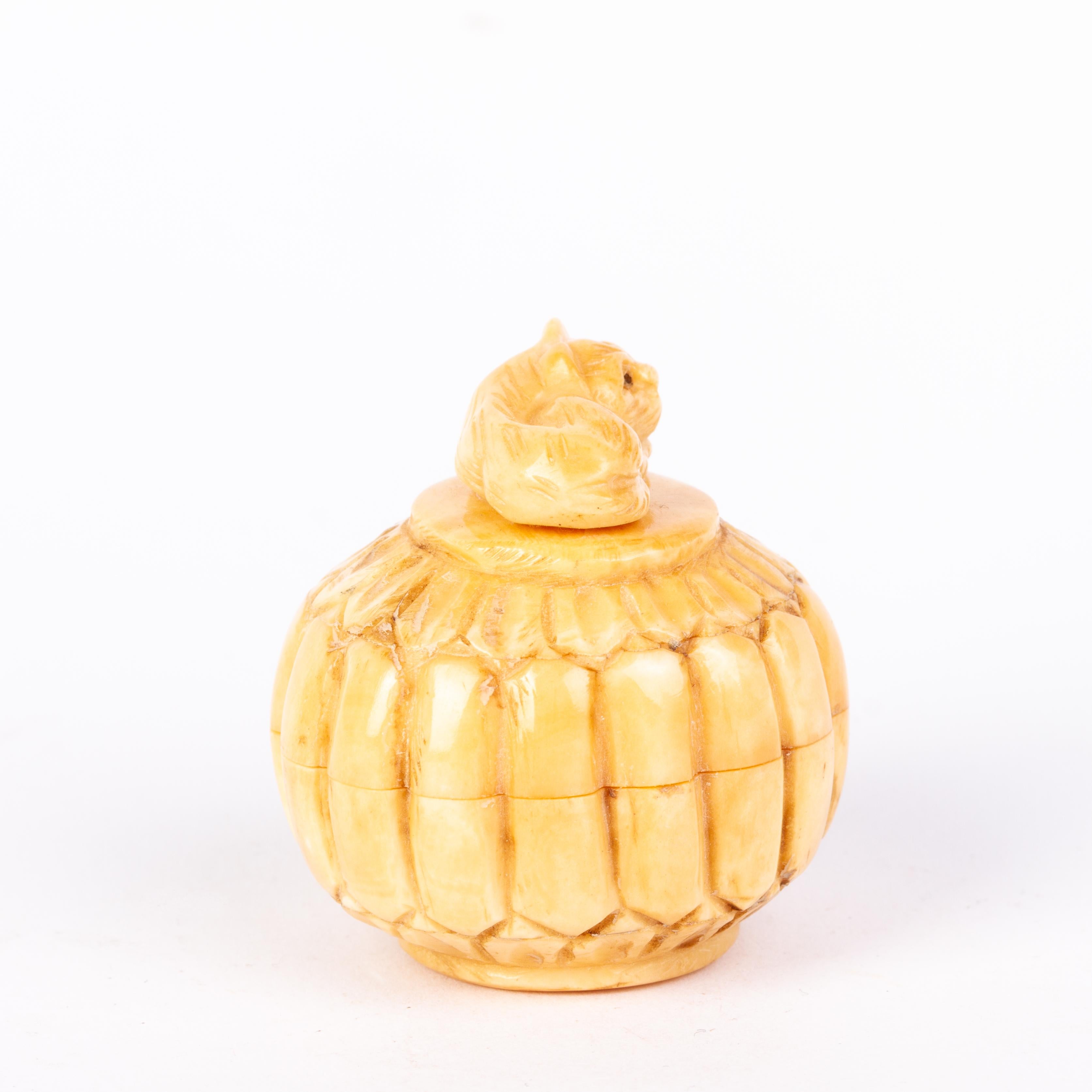 Japanese Carved Tagua Nut Netsuke Inro Ojime For Sale at 1stDibs