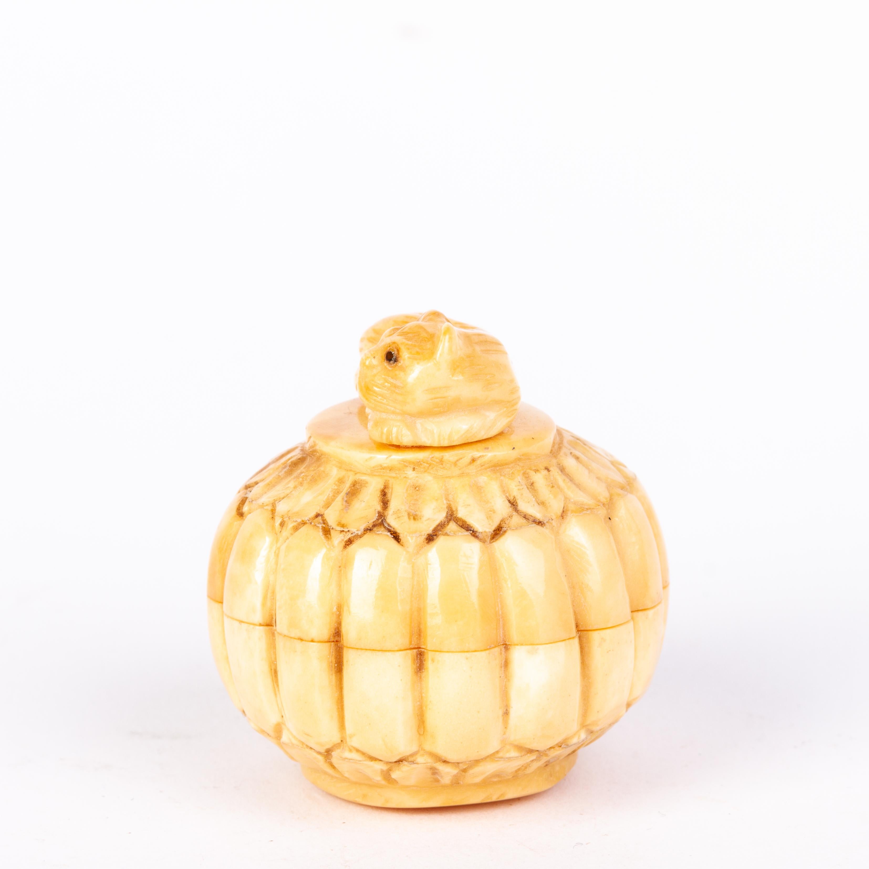 Japanese Carved Tagua Nut Netsuke Inro Ojime For Sale at 1stDibs