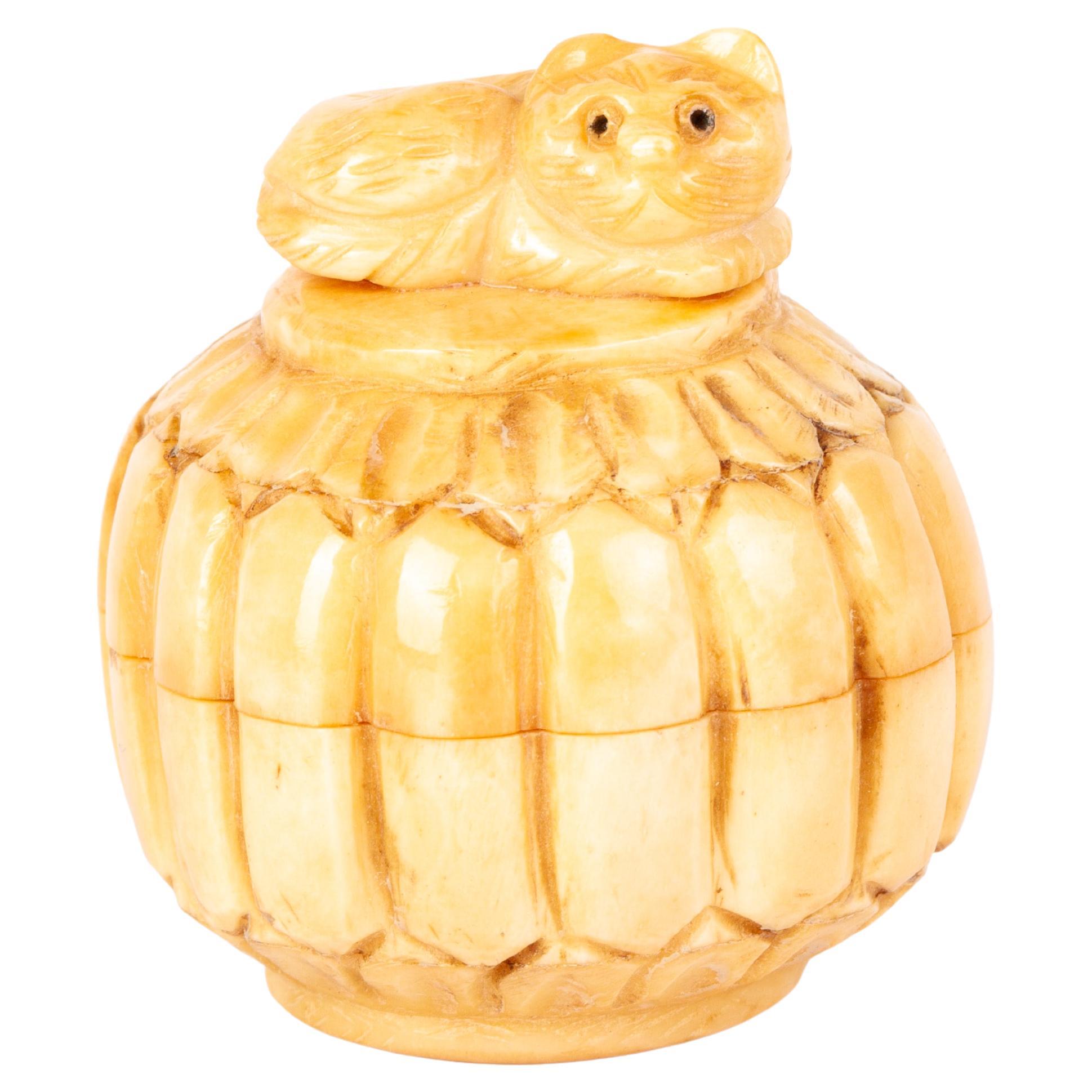 Japanese Carved Tagua Nut Netsuke Inro Ojime For Sale at 1stDibs