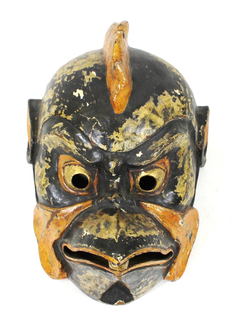 Japanese Carved Wood Mask of Tengu at 1stDibs