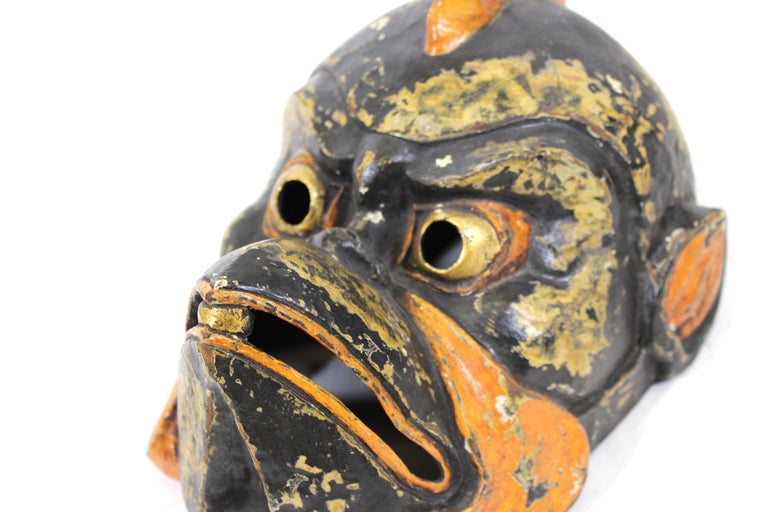 Japanese Carved Wood Mask of Tengu at 1stDibs