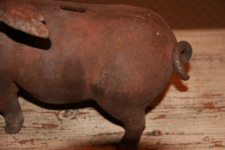 Japanese Cast Iron Pig with Wings Sculpture/Piggy Bank/Garden Ornament ...