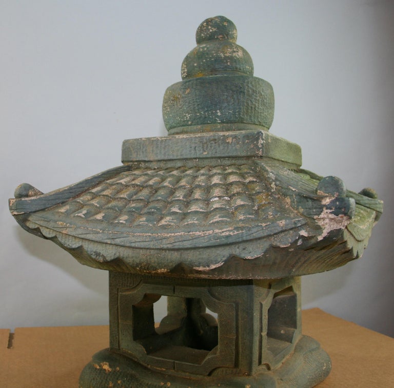 Japanese Large Cast Stone Path Marker Lighting Lantern For Sale at 1stDibs