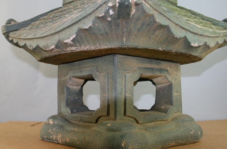 Japanese Large Cast Stone Path Marker Lighting Lantern For Sale at 1stDibs